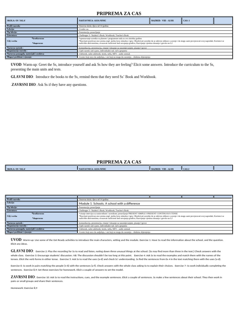 Pripreme Za 8 Razred CHALLENGES 3 | PDF