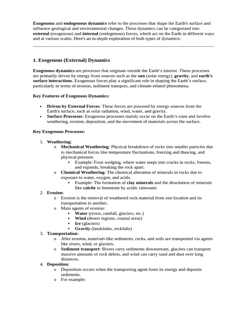 Exogenous and Endogenous Dynamics | PDF | Plate Tectonics | Volcano