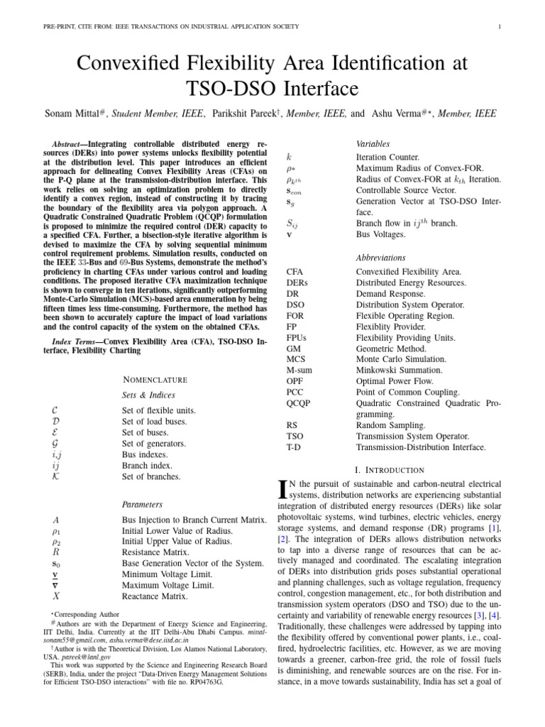 Convexified Flexibility Area Identification at TSO-DSO Interface | PDF ...