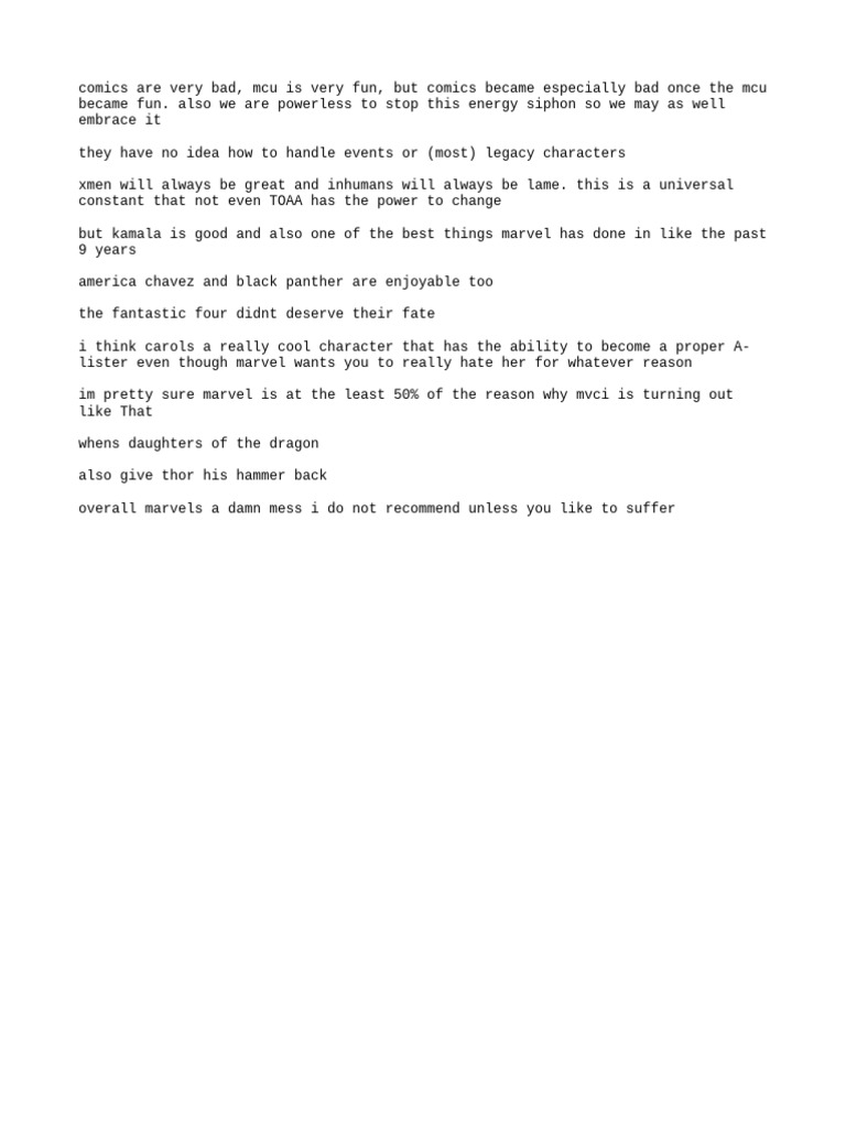 Comics Are Very Bad, Mcu Is Very Fu | PDF