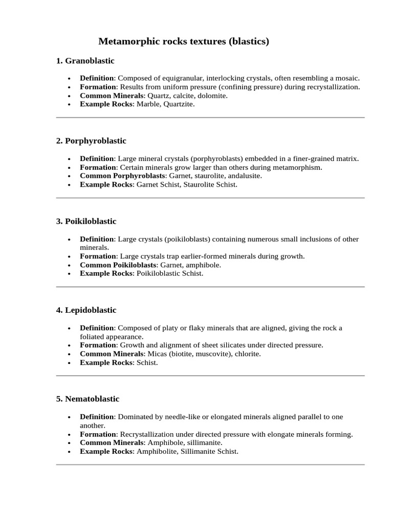 Metamorphic Rock Textures Explained | PDF | Minerals | Rock (Geology)