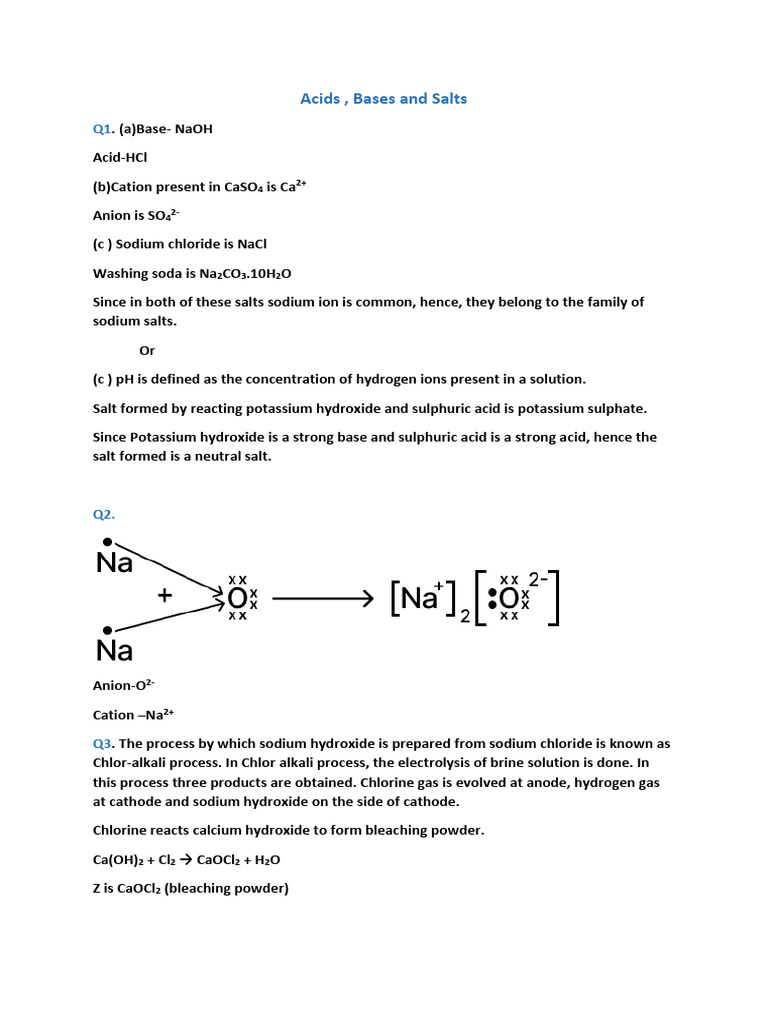 1726815774130.answers - Class Test - Acids, Bases and Salts | PDF