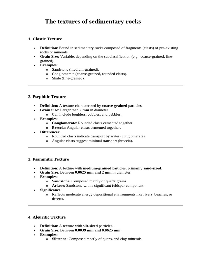 The Textures of Sedimentary Rocks | PDF | Clastic Rock | Sedimentary Rock