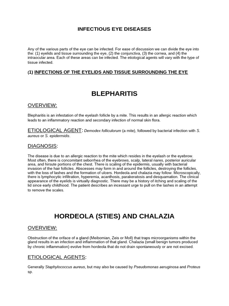 NOTES EDITED INFECTIOUS EYE DISEASES | PDF | Cornea | Ophthalmology