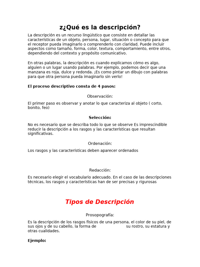 Qué Es La Descripción | PDF