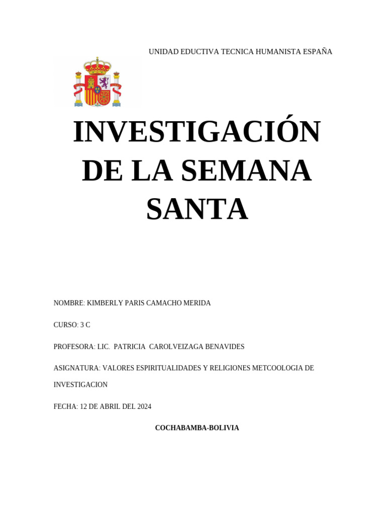 Investigación sobre Semana Santa | PDF | Pascua de Resurrección | La ...