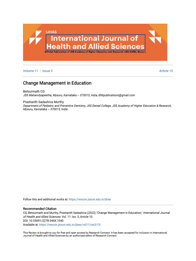 Change Management in Education Review | PDF | Change Management | Learning