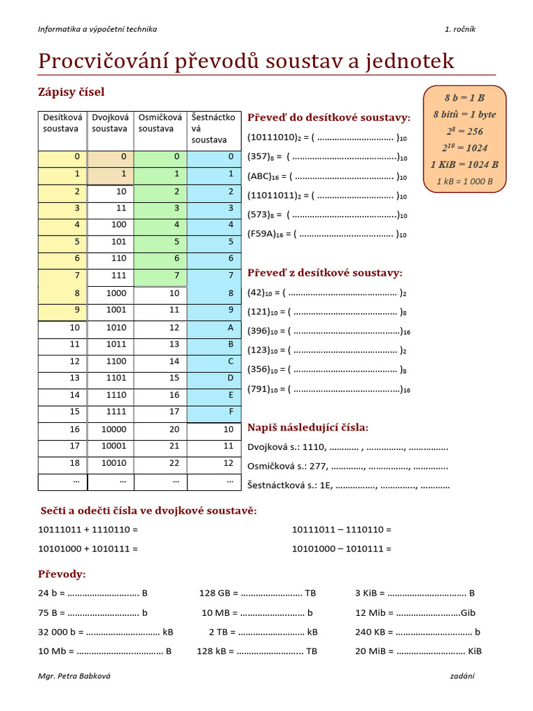 1 10 Procvicovani Prevody Zadani | PDF