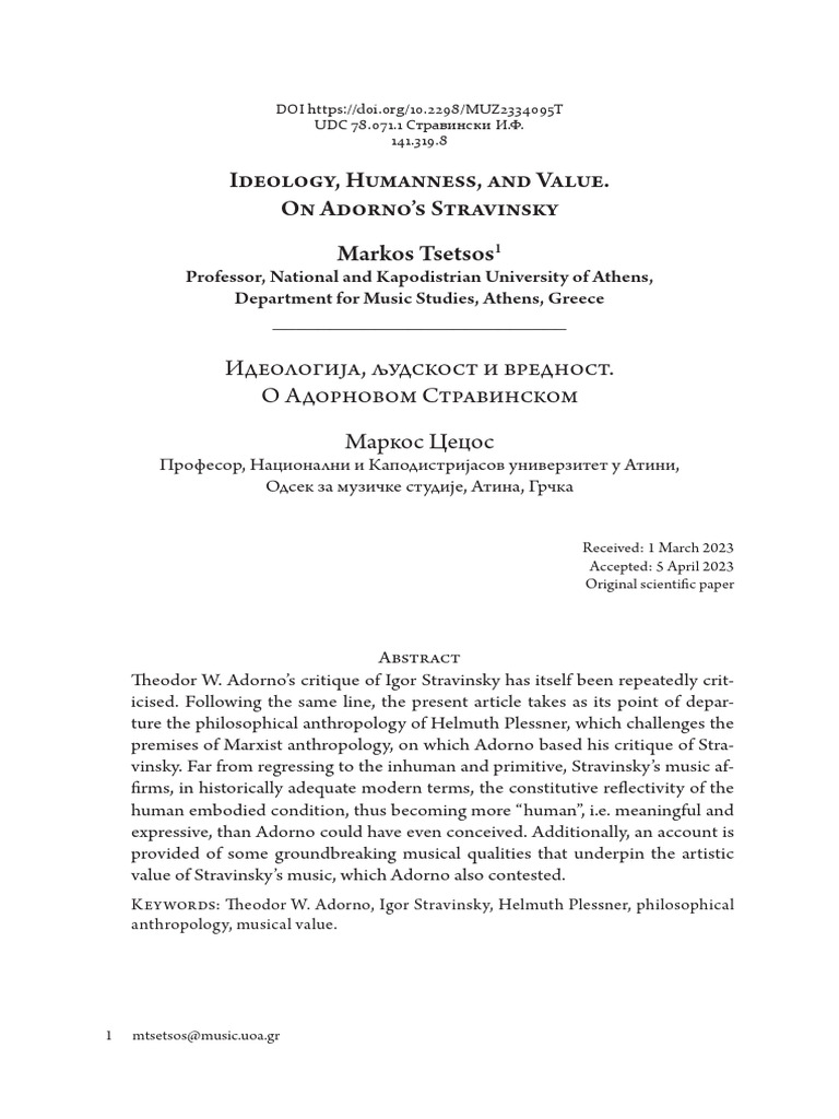 7.+muzikologija+34 Tsetsos | PDF | Theodor W. Adorno | Authenticity ...
