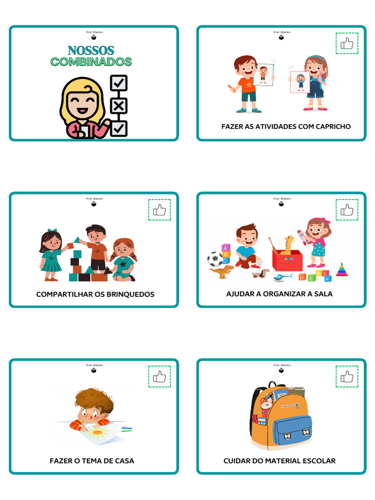 Cards Regras e Combinados 6 Por Folha | PDF