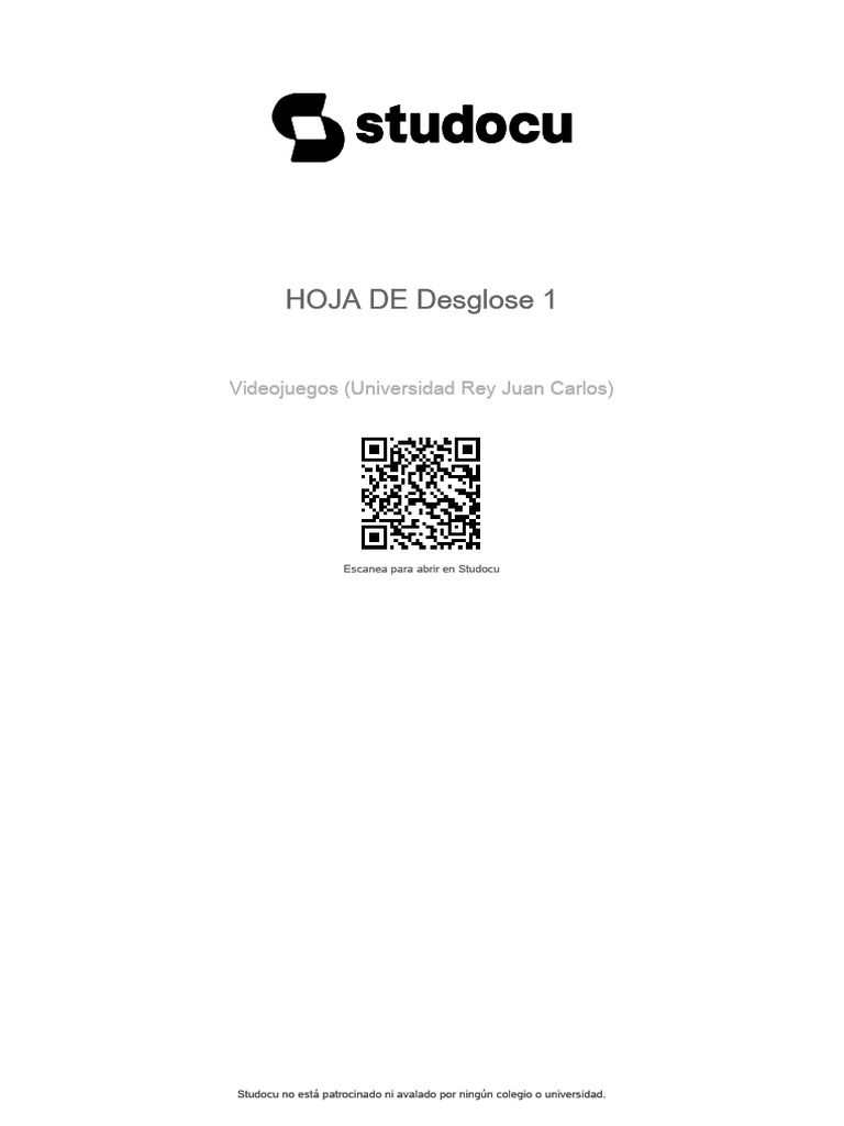 Hoja de Desglose Videojuegos URJC | PDF