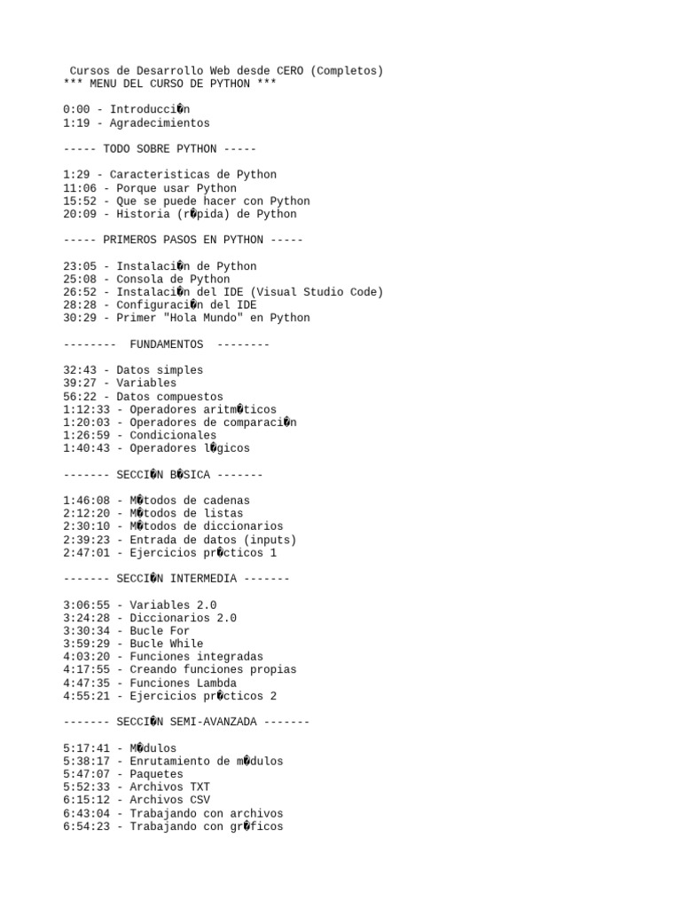 Curso de PYTHON Desde CERO (Completo) | PDF | Python (lenguaje de ...