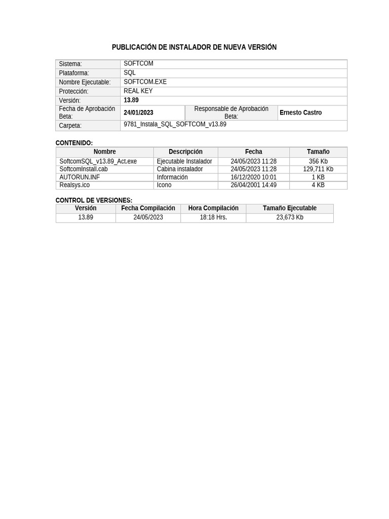 Sistema Instala SQL SOFTCOM v13.89 | PDF