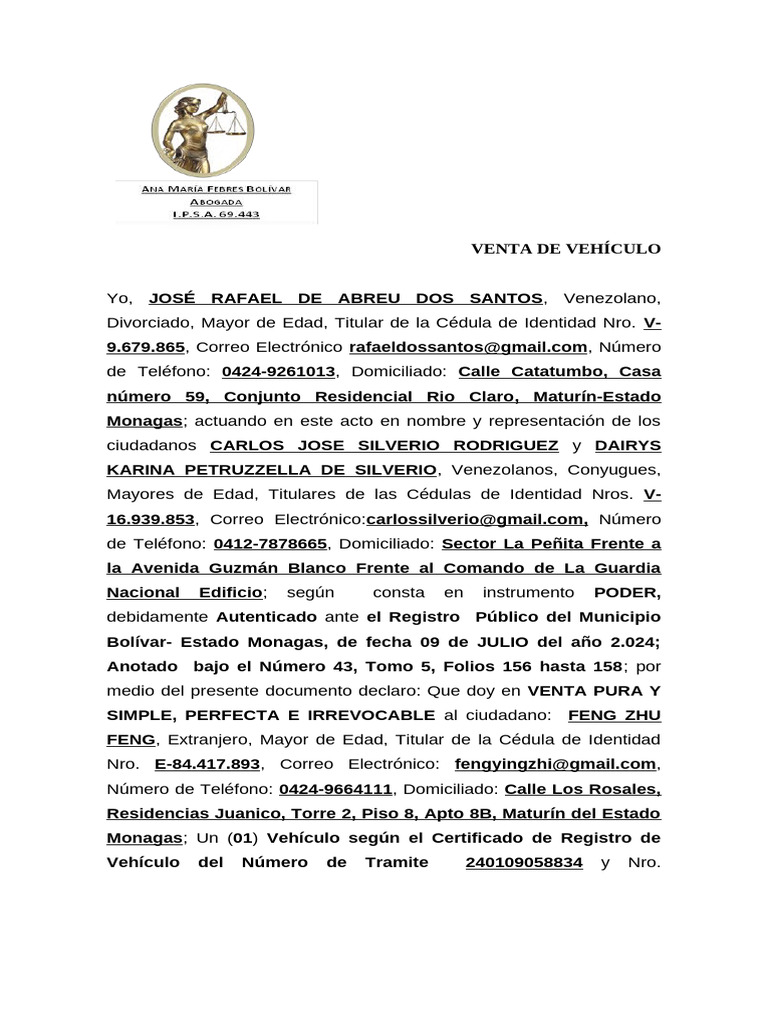 Venta - Notaria Vehiculo Feng | PDF