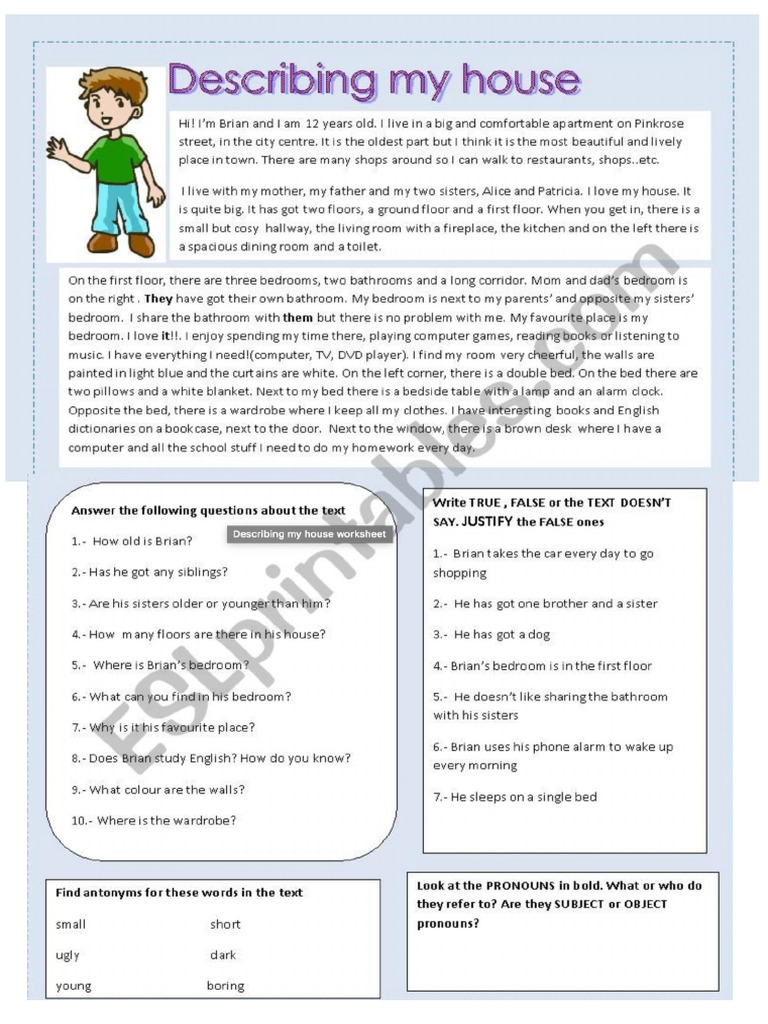 Describing house- Comprehensions | PDF