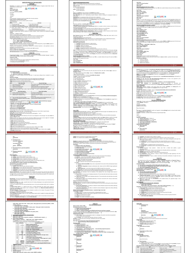 Computer Science Quick Notes | PDF | World Wide Web | Internet & Web