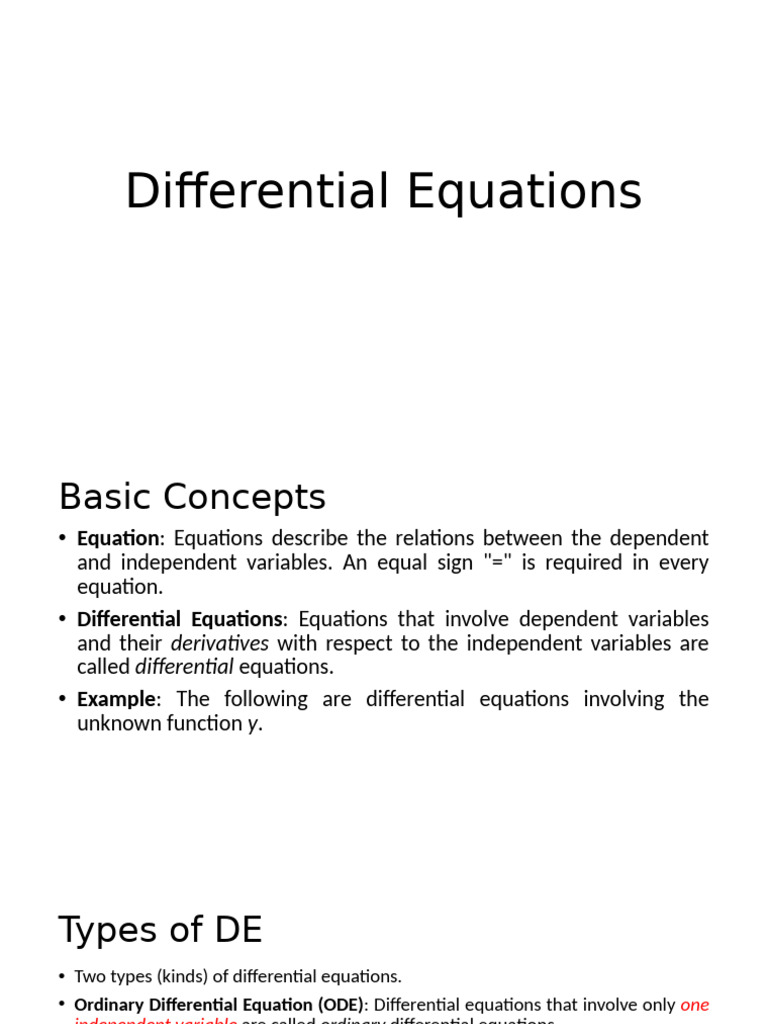 Lec 14 Differential Eqns. | PDF | Equations | Ordinary Differential ...