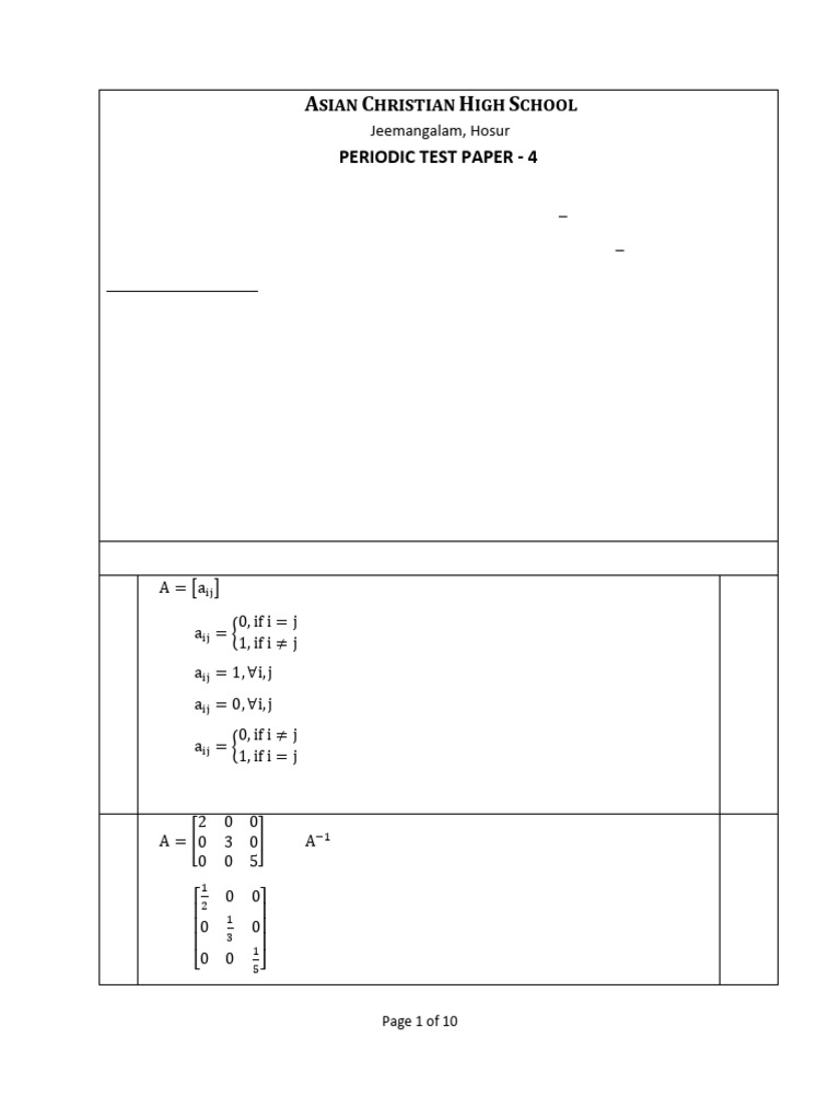 Periodic Test Paper - 4 QP | PDF | Mathematical Concepts | Applied ...