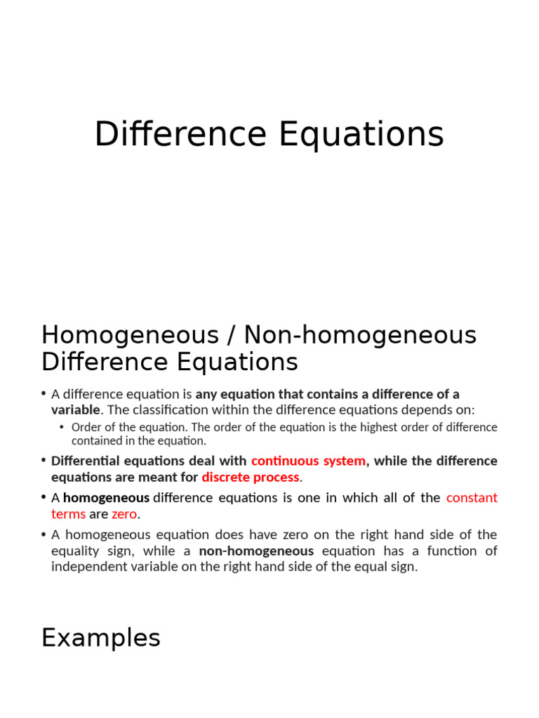 Lec 16 Difference Equations | PDF | Recurrence Relation | Equations
