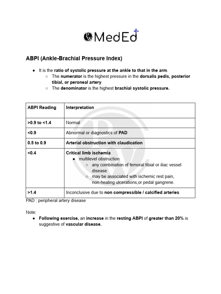 PW MedEd Daily Vitals #148 ABPI - Surgery | PDF