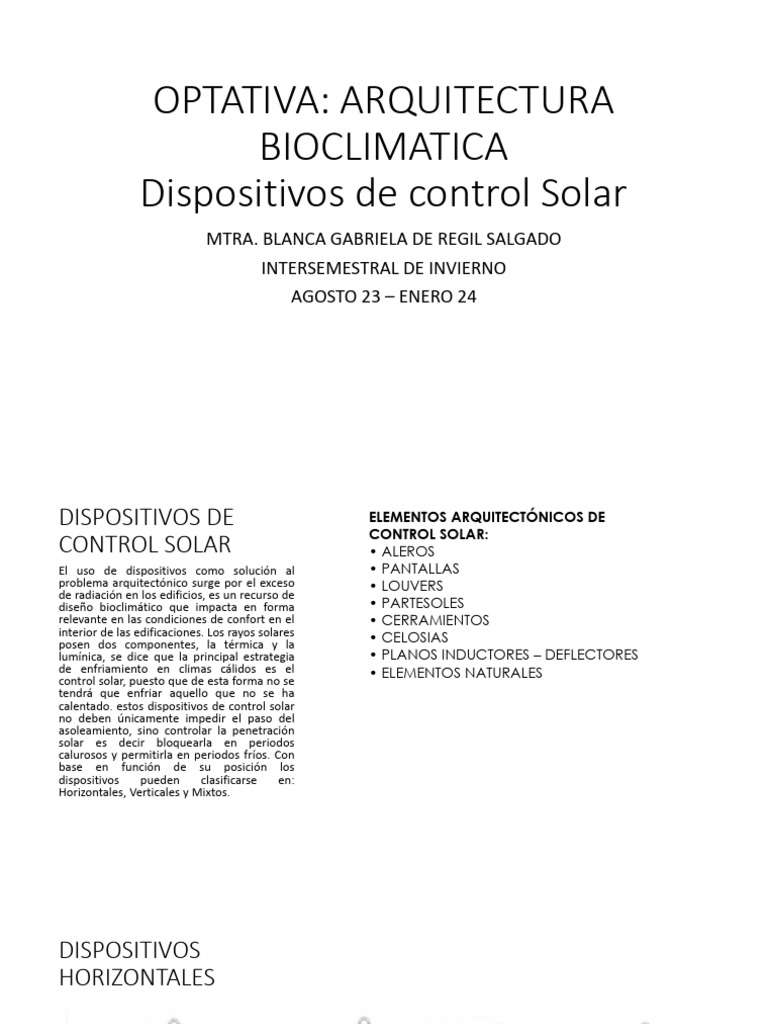 Dispositivos de Control Solar en Arquitectura | PDF