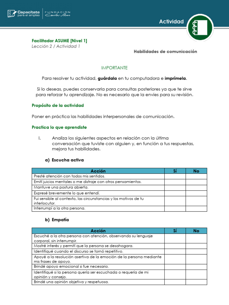 Actividad 2. Cursi F. ASUME | PDF
