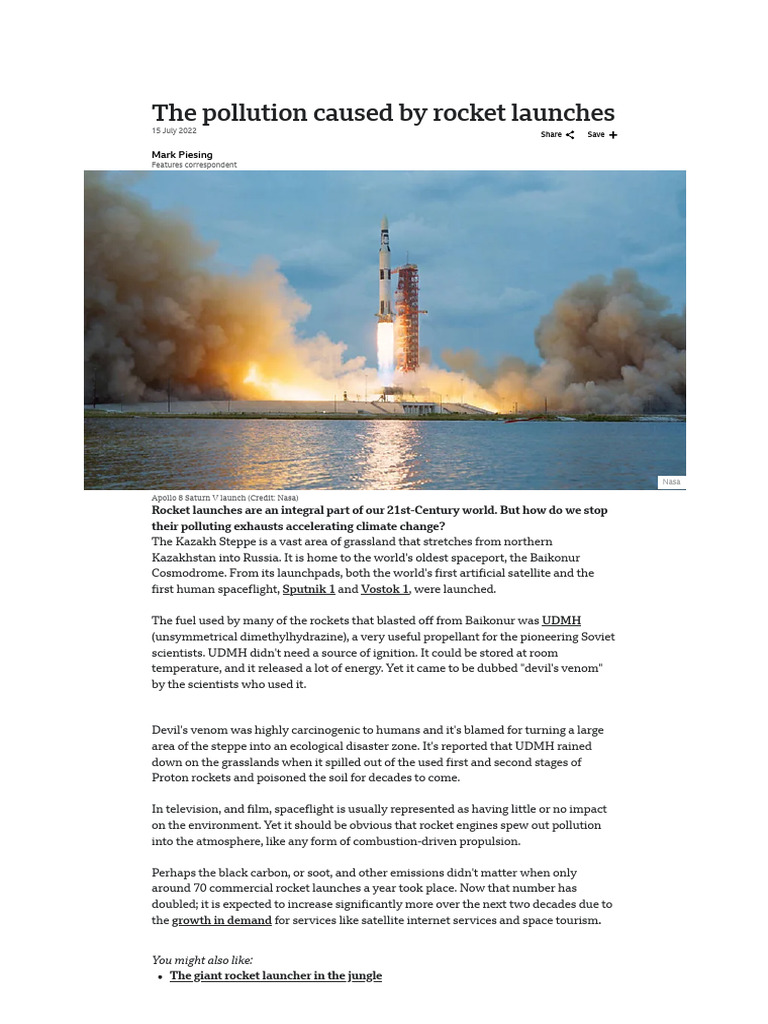 The Pollution Caused by Rocket Launches | PDF | Rocket | Greenhouse Gas