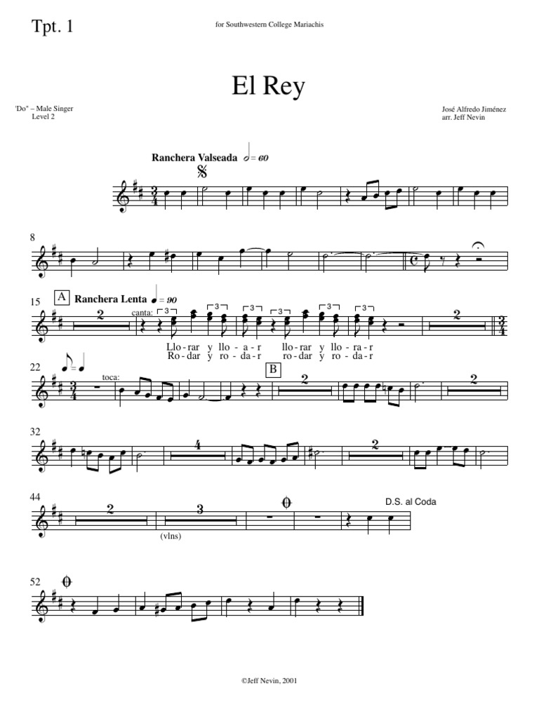 Partitura Trompeta: El Rey | PDF