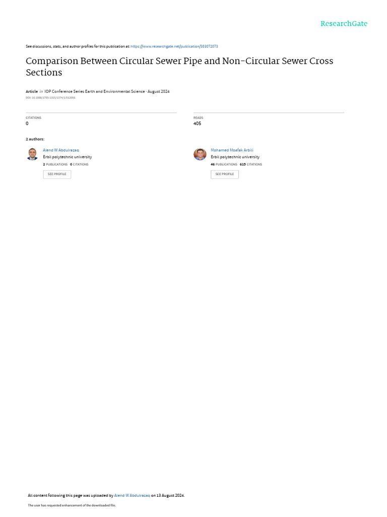 Comparison Between Circular Sewer Pipeand | PDF | Discharge (Hydrology ...
