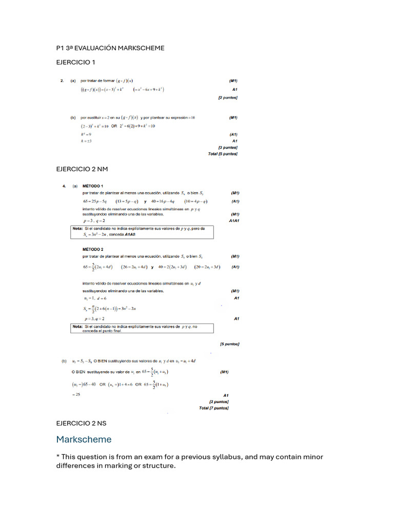 P1 3 Evaluación Markscheme 20052024 | PDF | Mathematics