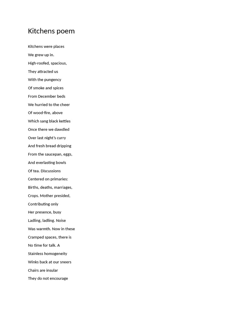 Kitchens Poem | PDF
