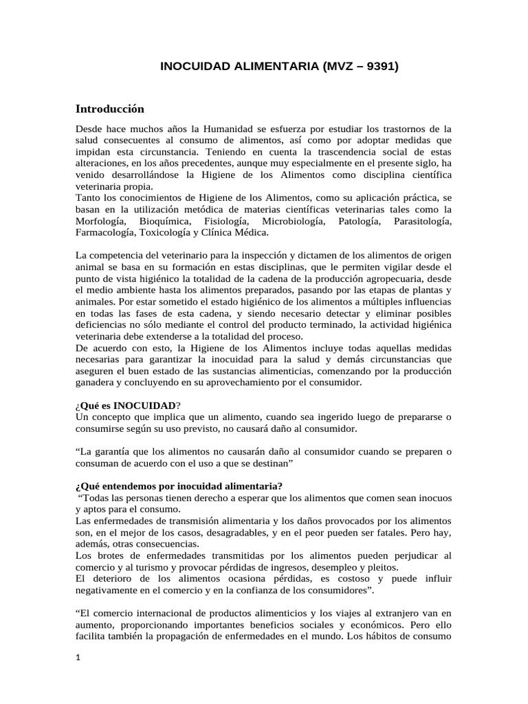 TEMAS INOCUIDAD | PDF | Alimentos | Enfermedades transmitidas por alimentos