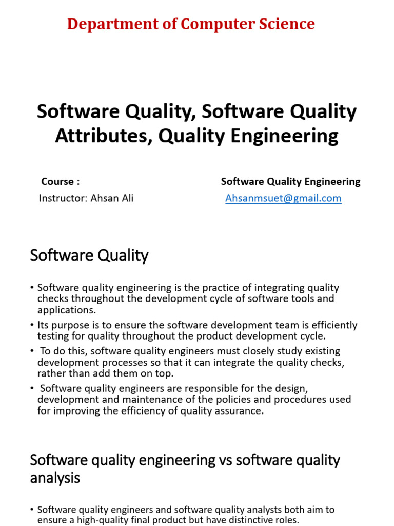 1.software Quality, Software Quality Attributes, Quality Engineering ...