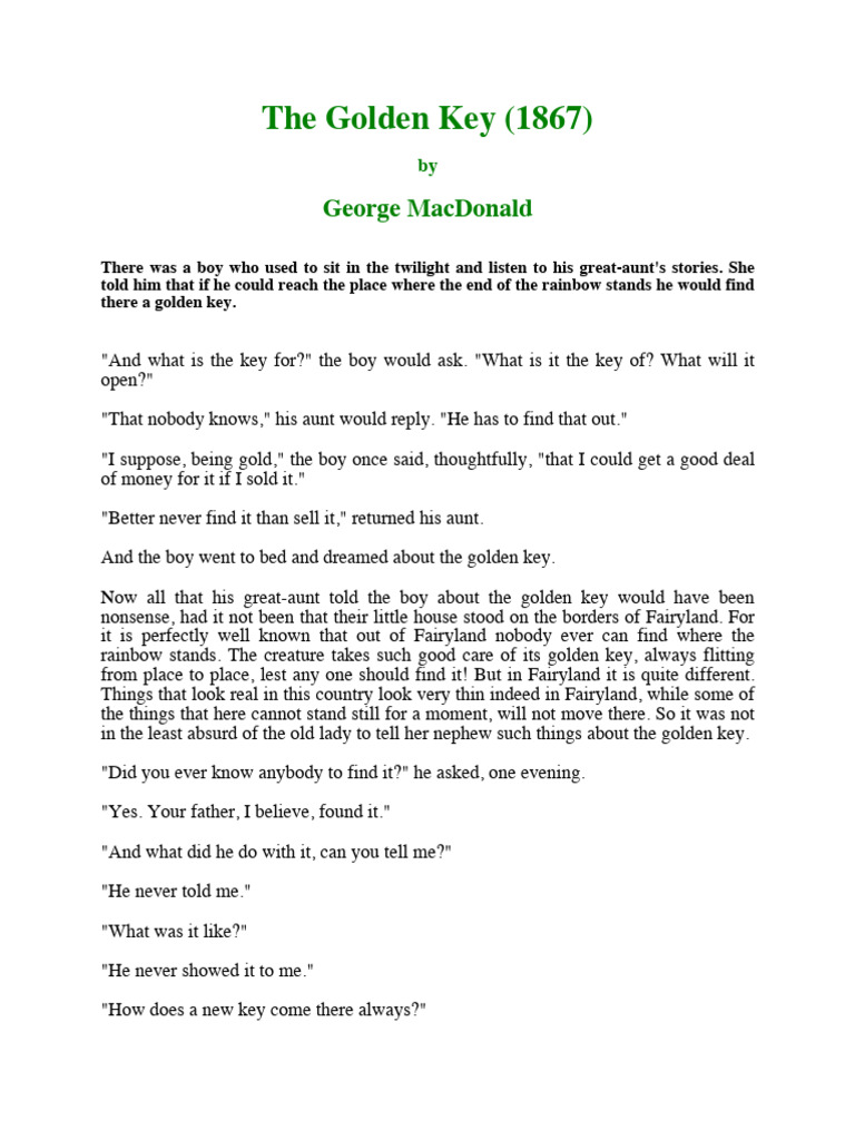 The Golden Key, George MacDonald | PDF | Rainbow | Sea