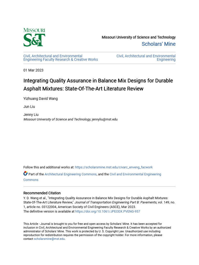 Integrating Quality Assurance in Balance Mix Designs for Durable | PDF ...
