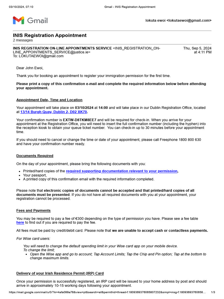 INIS Immigration Appointment Guide | PDF | Credit Card | Service Industries