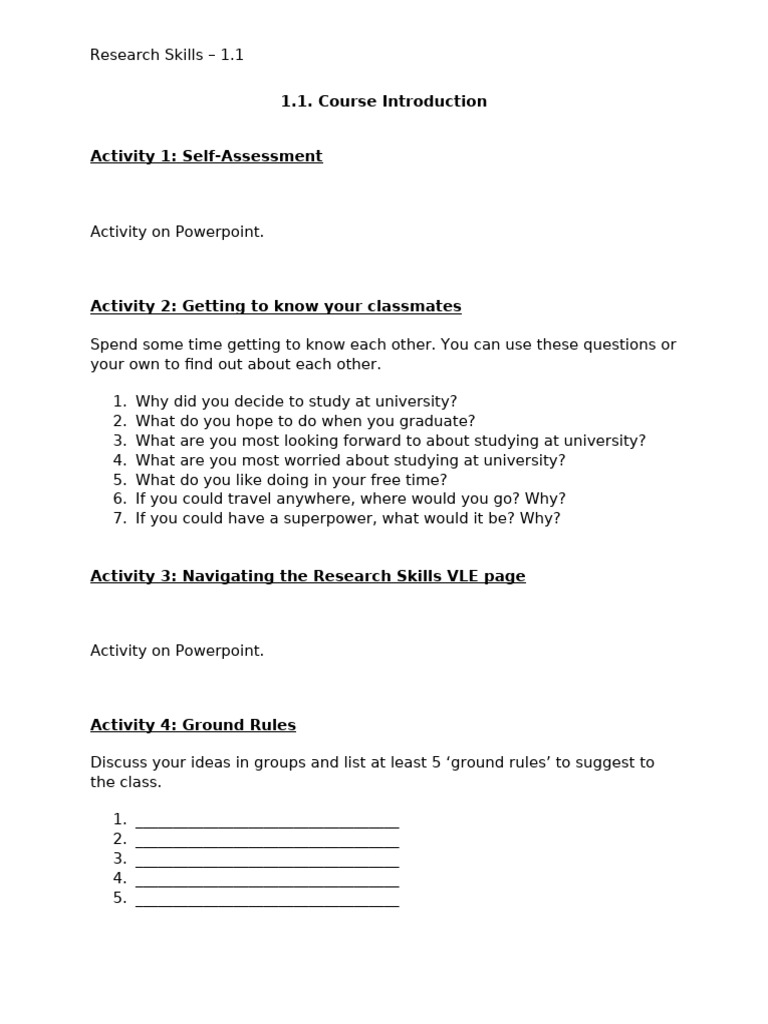 University Research Skills Introduction | PDF | Psychology | Behavior ...