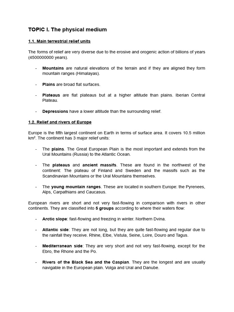 TEMA I (English) | PDF | Natural Environment | Physical Geography