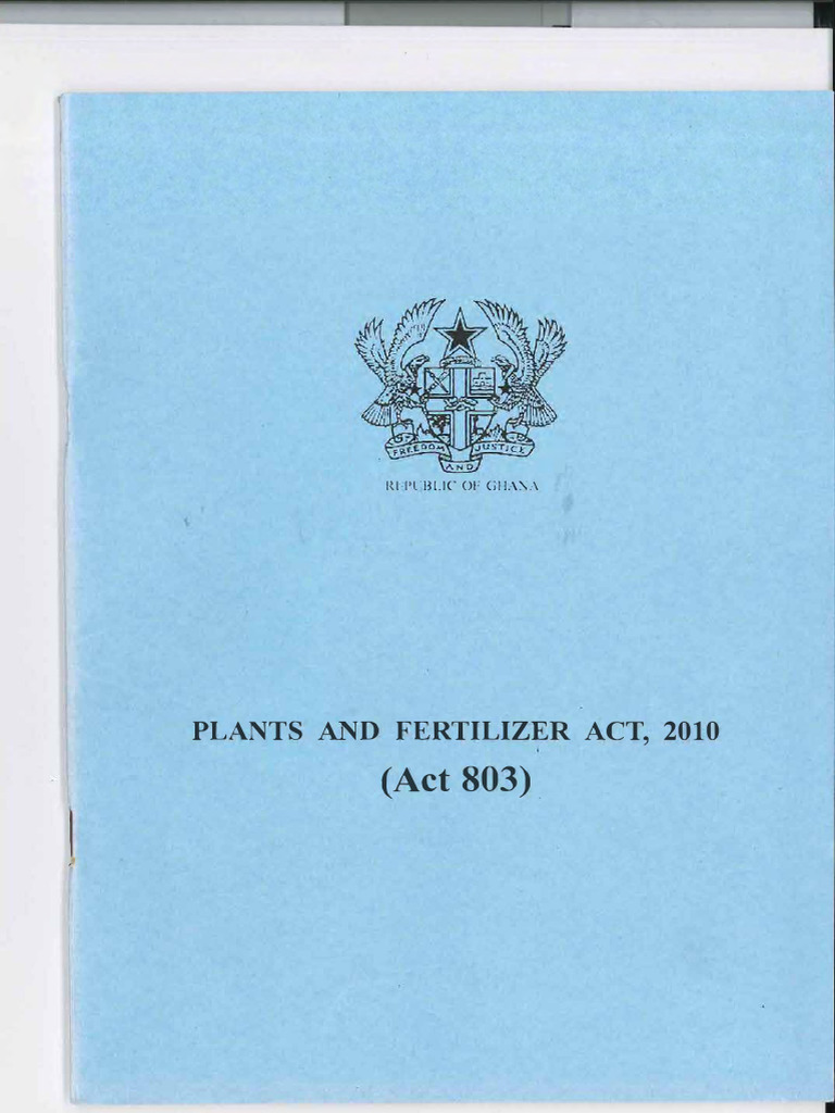 Ghana Plants and Fertilizer Act 2010 | PDF | Quarantine | Pest Control