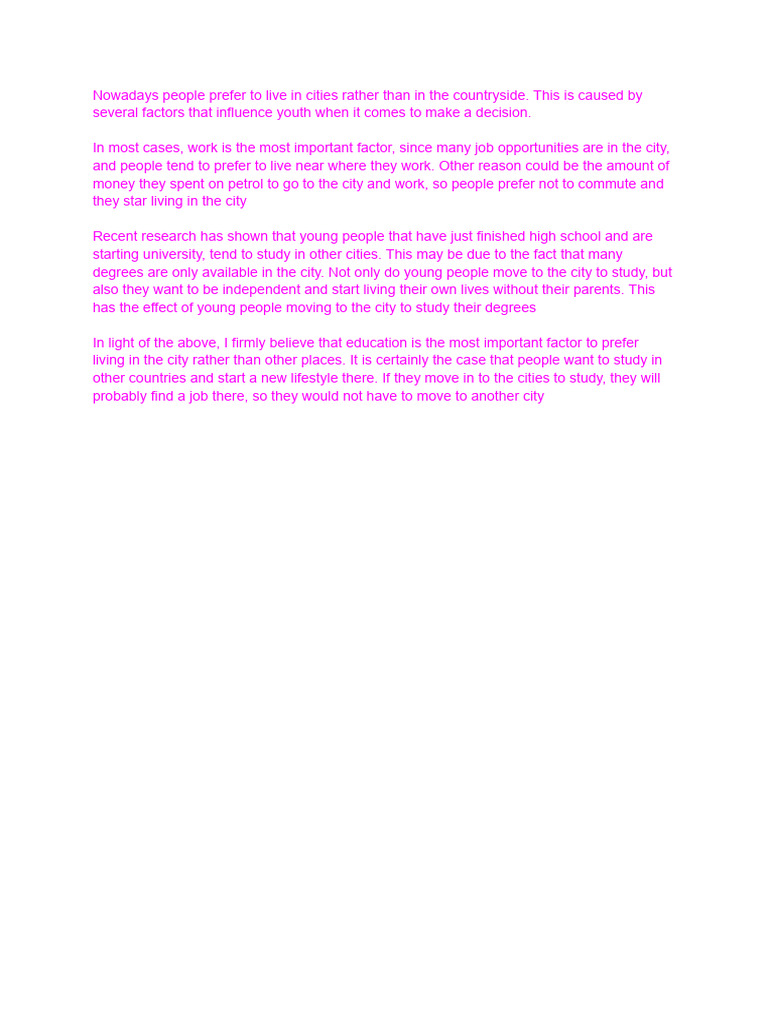 Why Youth Prefer City Living | PDF