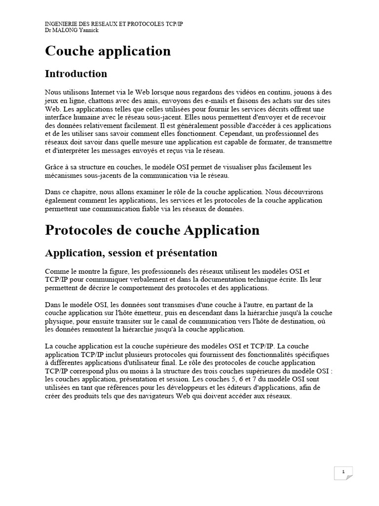 Chapitre 9 Couche Application | PDF | Système de noms de domaines ...
