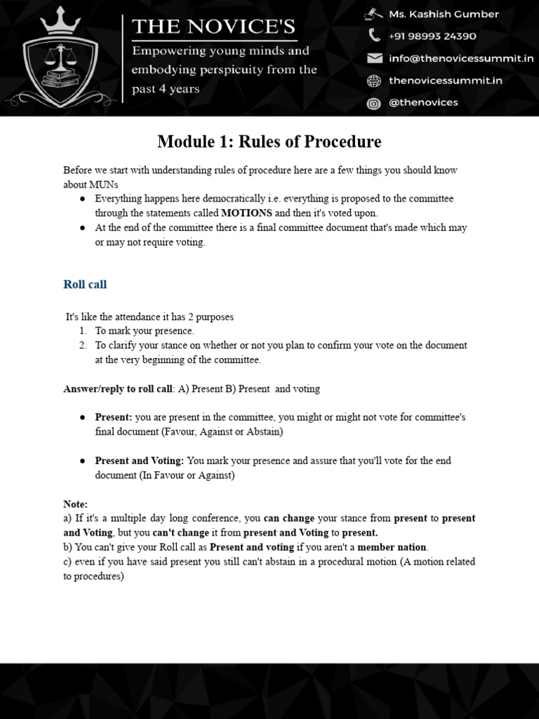 MODULE 1 Rules of Procedure | PDF | Committee