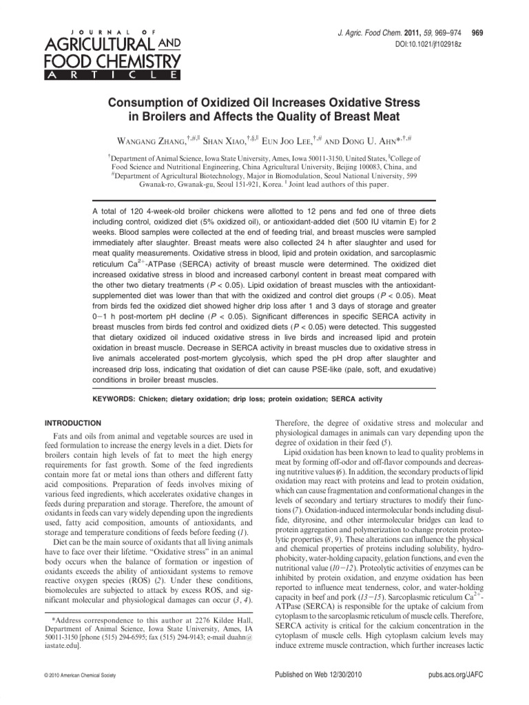 Consumption of Oxidized Oil Increases Oxidative | PDF | Meat | Vitamin E
