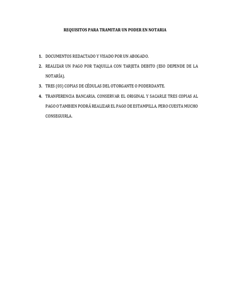 Requisitos para Tramitar Un Poder en Notaria | PDF