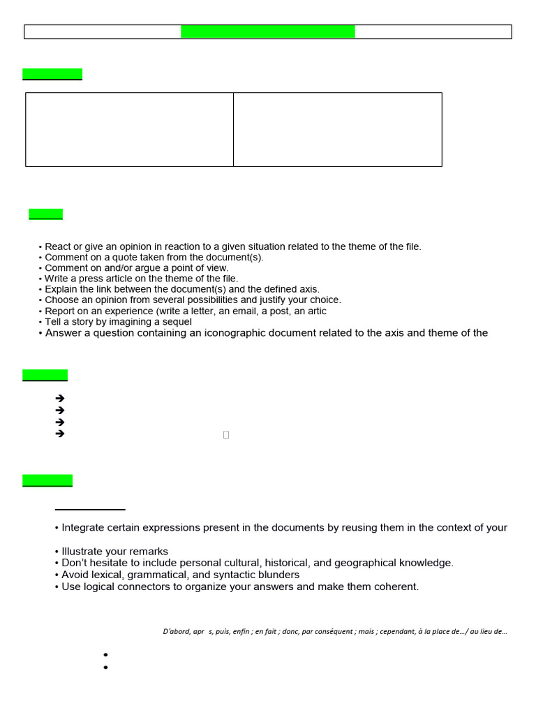 Methodology Written Expression French Baccalaureate. | PDF | Cognition ...