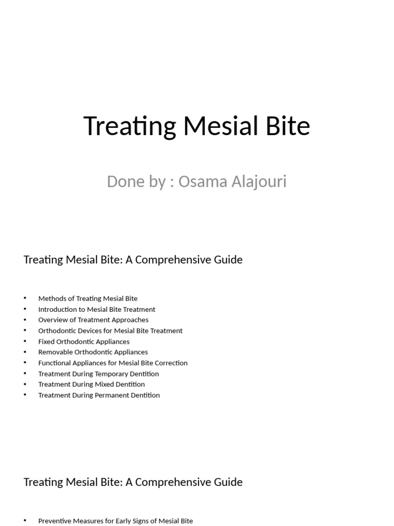 Comprehensive Mesial Bite Treatment Guide | PDF | Orthodontics ...