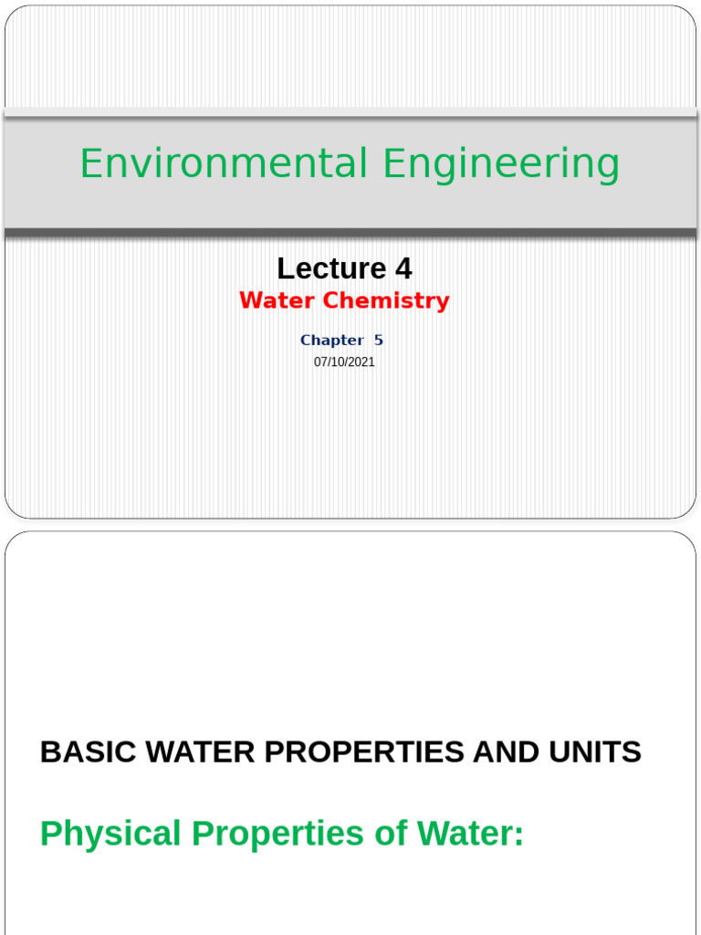 Environmental Engineering Lec4 | PDF | Filtration | Water