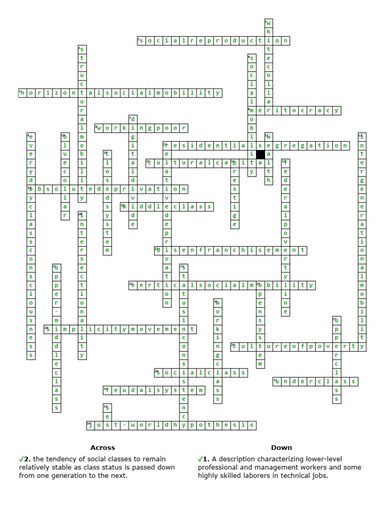 Structure of Inequality Crossword Puzzle | PDF | Social Mobility | Social Stratification