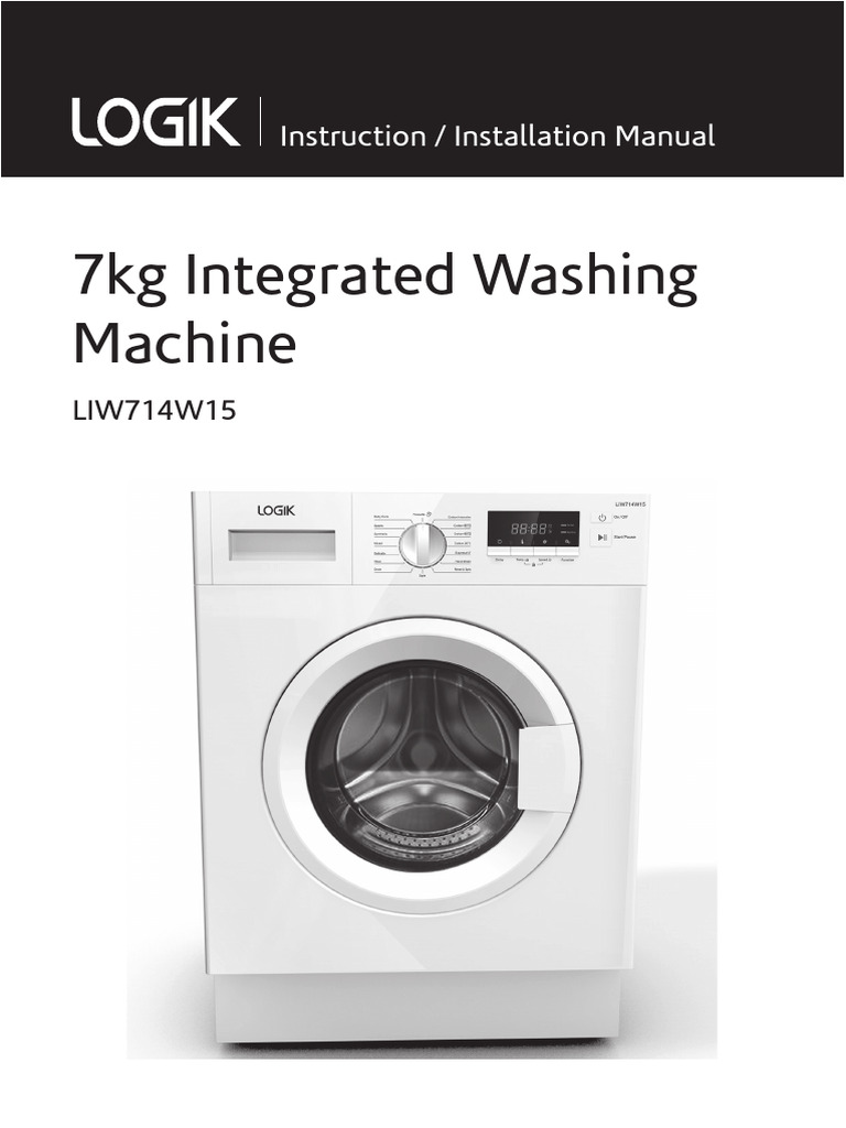 LOGIK 7kgs 1400 Spin Built in Washing Machine LIW714W15 Manual | PDF ...