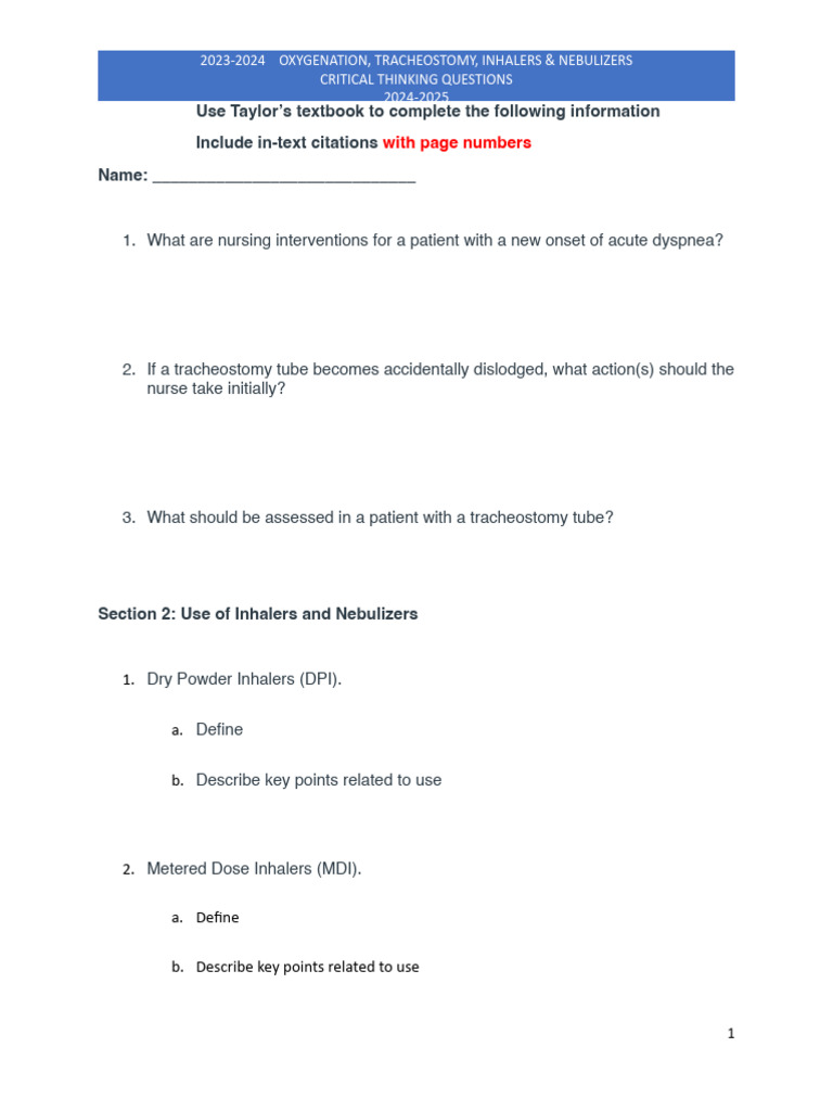 Trach Care Suctioning Inhalers 2024 2025 | PDF